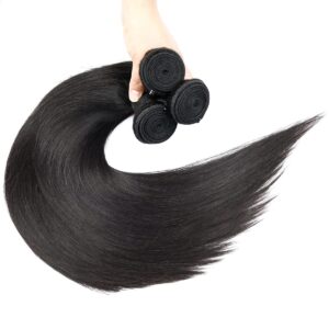 Straight Bundles 10A Brazilian Straight Human Hair Bundles 18 20 22 Inch 3 Bundles 100% Unprocessed Virgin Straight Weave Bundles Human Hair Natural Color