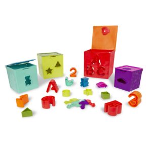 Battat – Sorting & Stacking Boxes – Nesting Toddler Play Cubes – Color-Coded Dexterity Keys – Numbers, Letters & Shapes – 2 Years + – Lock & Learn Activity Cubes