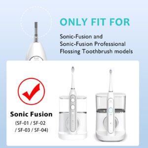 Replacement Brush Heads for Waterpick Sonic Fusion 2.0 Flossing Toothbrush with Cover, Compact, 3 Count Black, Soft Bristles