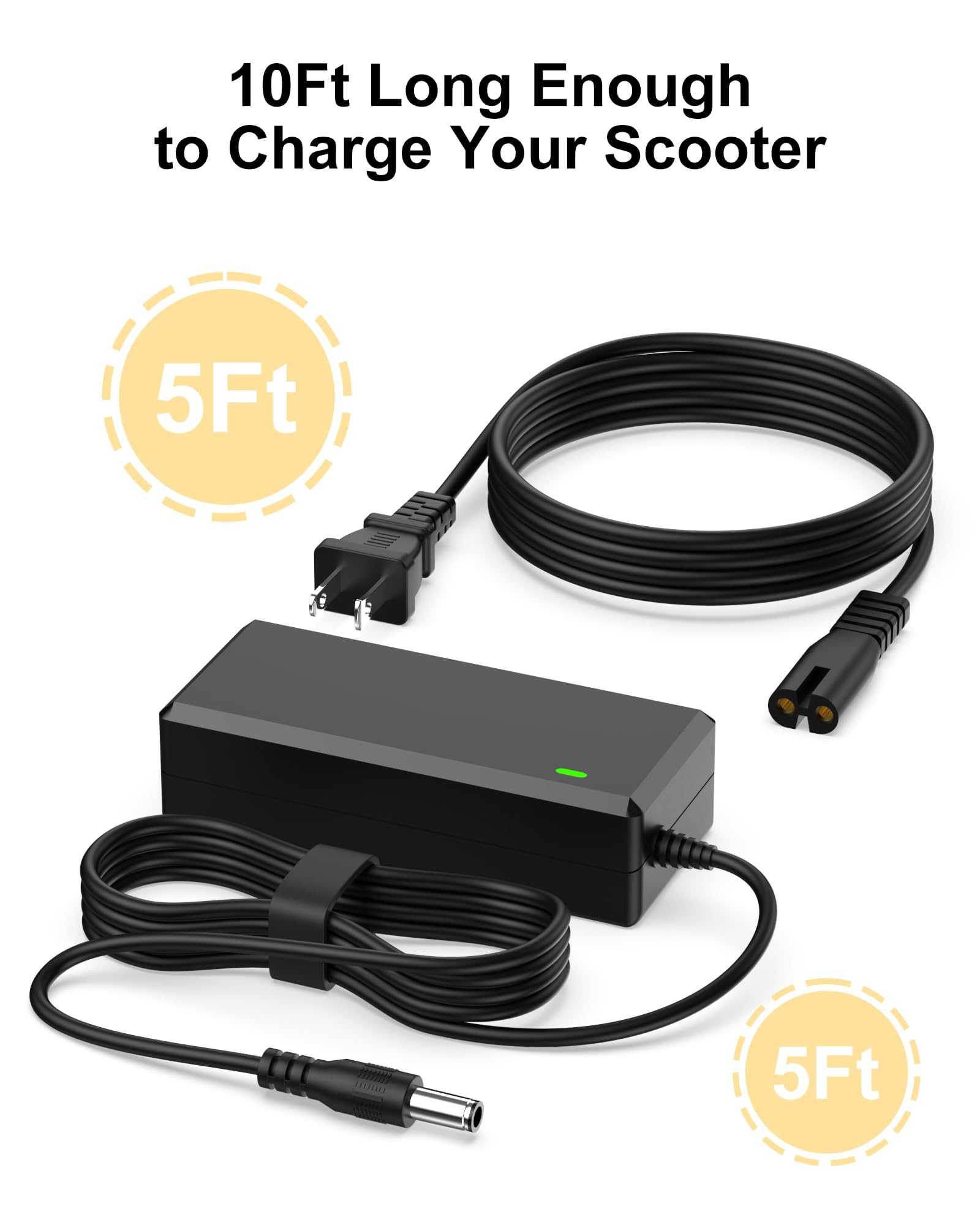 42V 2A Charger Replacement for Electric Scooter Compatible with GOTRAX GXL V2, G2, G3, G4, Apex, Glider, XR Elite, XR Ultra 36V Lithium-ion Battery