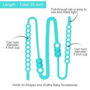 Morlike Living Silicone Baby Sippy Cup Holder, Kids Bottle Strap Tether Leash, Toddler Extra Long Toy Pacifier Safety Clips Harness Straps for Stroller, Hanging Baskets, Cribs (Blue and Green, 2 Pack)