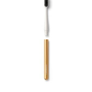 Sustainable Premium Toothbrush with Biodegradable Replacement Heads and Binchotan Charcoal Bristles (Gold)