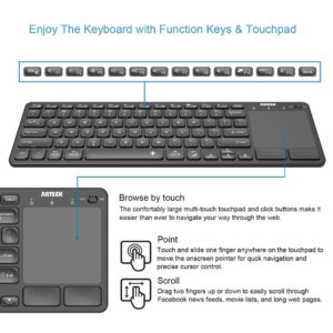 Arteck Universal Backlit 7-Colors Bluetooth Touch TV Keyboard with Easy Media Control and Build-in Touchpad for TV-Connected Computer, Smart TV, Desktop, Laptop, iPad, Surface, Tablet, HTPC