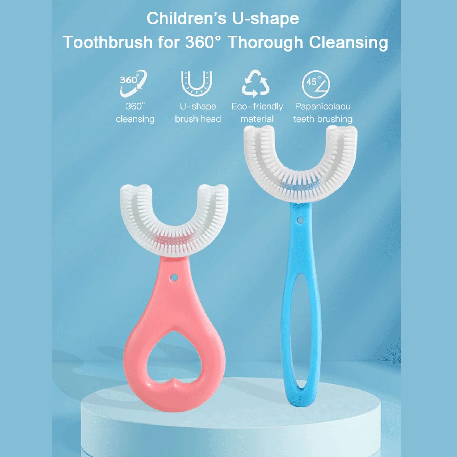 Kids U-Shaped Toothbrush 4Pcs, Children Manual Toothbrush, Food Grade Soft Silicone Brush Head, Baby Portable Silicone Whitening Massage Toothbrush, 360° Oral Cleaning Tools for Children (Aged 2-6)