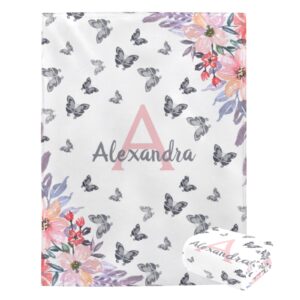 seamaid personalized butterfly blanket with name for baby girl custom baby blankets customized baby name blanket for baby girl personalized gifts with name for newborn girls teens adults 30x40inch