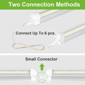 hykolity 30W 2FT LED Shop Light, 3500lm 6500K Super Bright White, Linkable Ceiling Light Fixture, V Shape Integrated T8 LED Tube Light with Built-in ON/Off Switch for Workbench, Cabinet, ETL, 4 Pack