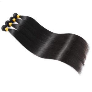 Straight Bundles 10A Brazilian Straight Human Hair Bundles 18 20 22 Inch 3 Bundles 100% Unprocessed Virgin Straight Weave Bundles Human Hair Natural Color