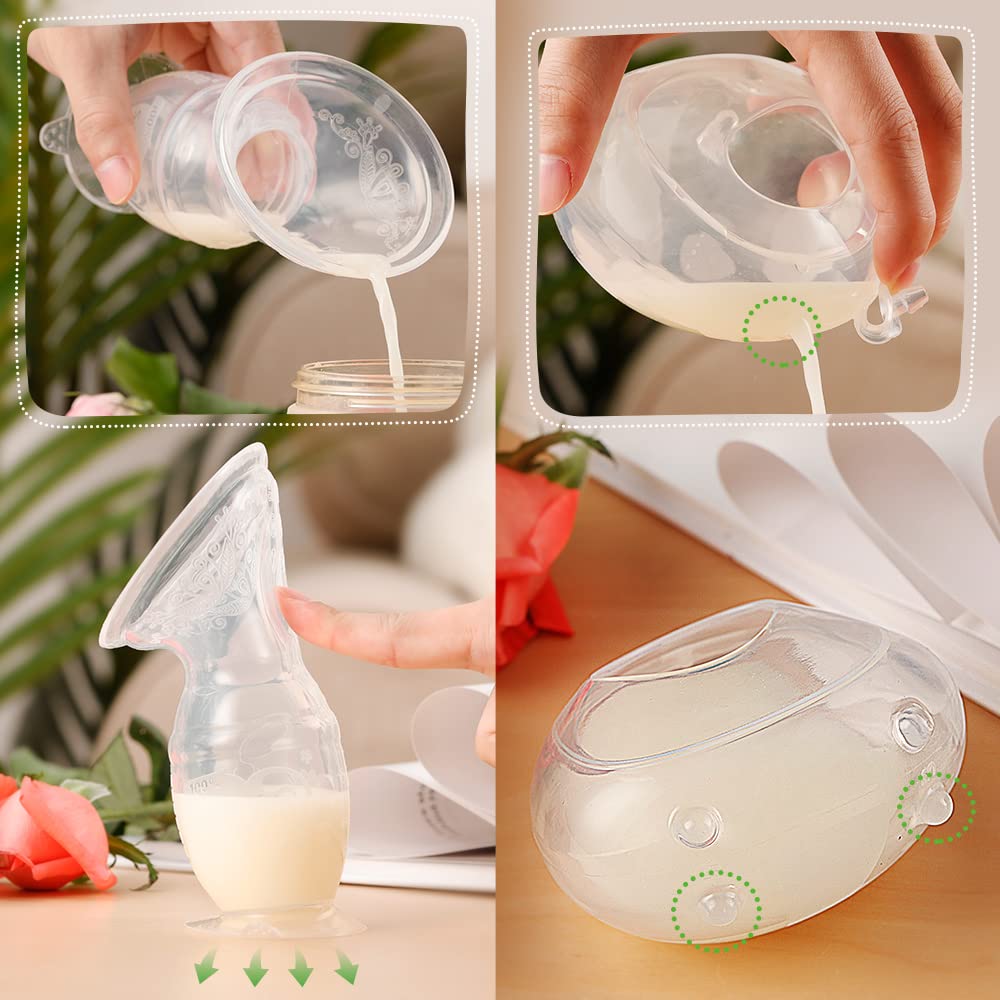 haakaa Silicone Breast Pump 100ml with suction base & Ladybugs Silicone Breast Shell 75ml Combo,Silicone Breast Milk Catcher,Silicone Breast Milk Collector & Nipple Therapy,Must Have for Breastfeeding