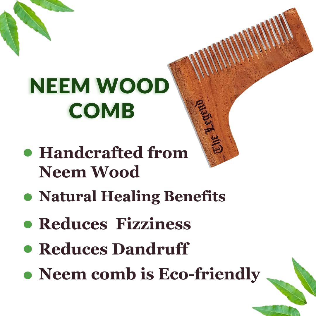 The Legend Organic Pure Neem Wood Comb (Beard Shaper)