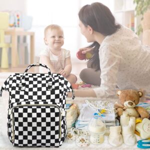 Limhoo Diaper Bag Backpack for Mom & Dad, Multifunction Waterproof Baby Changing Bags, Large Nappy Bag Backpack (Checkered)