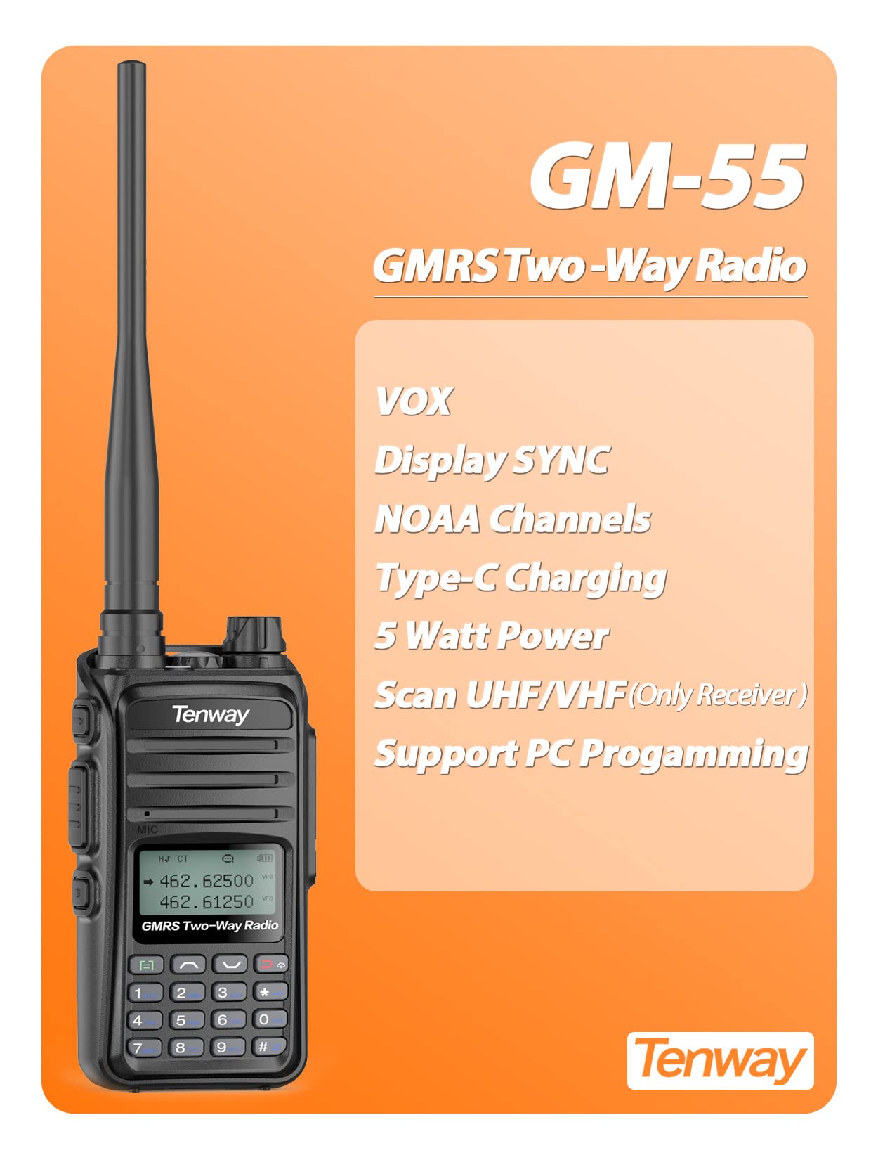 5W Handheld GMRS Two Way Radio with Long Range, Repeater Capable, NOAA Scanning & Display SYNC - Ideal for Off-Road Overlanding