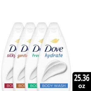 Dove Body Wash Value-Size Variety 6-Pack – Hydrate, Gentle Pamper, Fresh Care, and Silky Velvet, Family Size, 25.36 Oz Ea