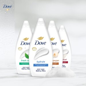 Dove Body Wash Value-Size Variety 6-Pack – Hydrate, Gentle Pamper, Fresh Care, and Silky Velvet, Family Size, 25.36 Oz Ea