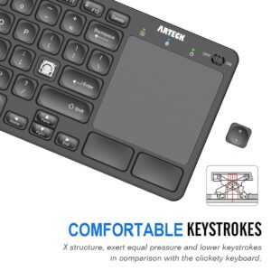 Arteck Universal Backlit 7-Colors Bluetooth Touch TV Keyboard with Easy Media Control and Build-in Touchpad for TV-Connected Computer, Smart TV, Desktop, Laptop, iPad, Surface, Tablet, HTPC