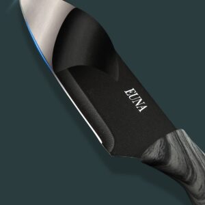 EUNA 7 Inch Chef Knife Ultra Sharp, Kitchen Knife with Sheath & Gift Box, Santoku Knife for Meat/Fruit/Veggie Cutting, Gray Zebra Texture, Non-sticking coating and PP Handle Gary-Black, L03