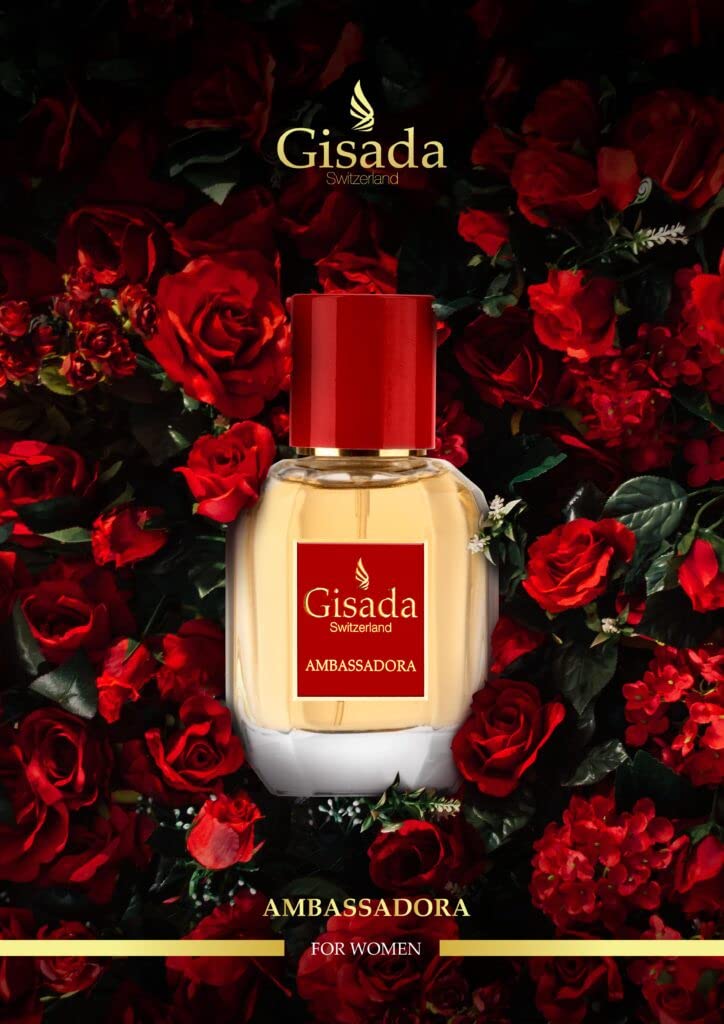 Gisada Ambassadora Women's Perfume - Perfumes for Women with Oriental, Sweet, Floral, Warm Fragrance - Daily Wear Women's Cologne with Juicy, Fruity, Spicy Scent - Made in Switzerland - 3.3 fl. oz.