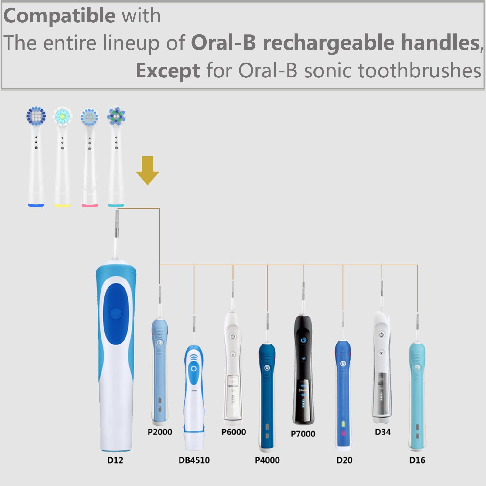 Replacement Electronic Toothbrush Heads, 8 Count Professional Precision Clean Brush Refills Compatible with 7000/Pro 1000/9600/ 5000/3000/8000