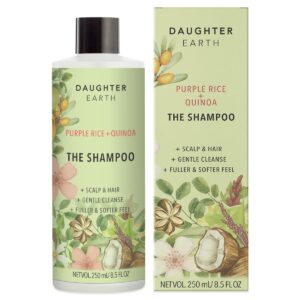 daughter earth the shampoo with purple rice & quinoa for nourishment & hairfall rescue with dandruff & frizzy hair | gentle cleanser for scalp & hair for softer stronger and fuller feel | 250 ml