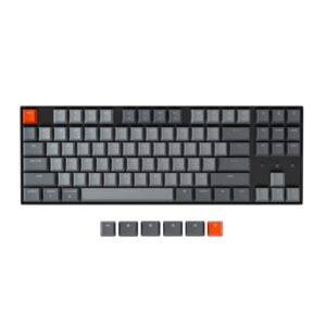 keychron k8 80% layout bluetooth wireless mechanical keyboard, tenkeyless 87 keys/usb c/white backlit/gateron g pro red switch/n-key rollover, tkl gaming keyboard for mac windows