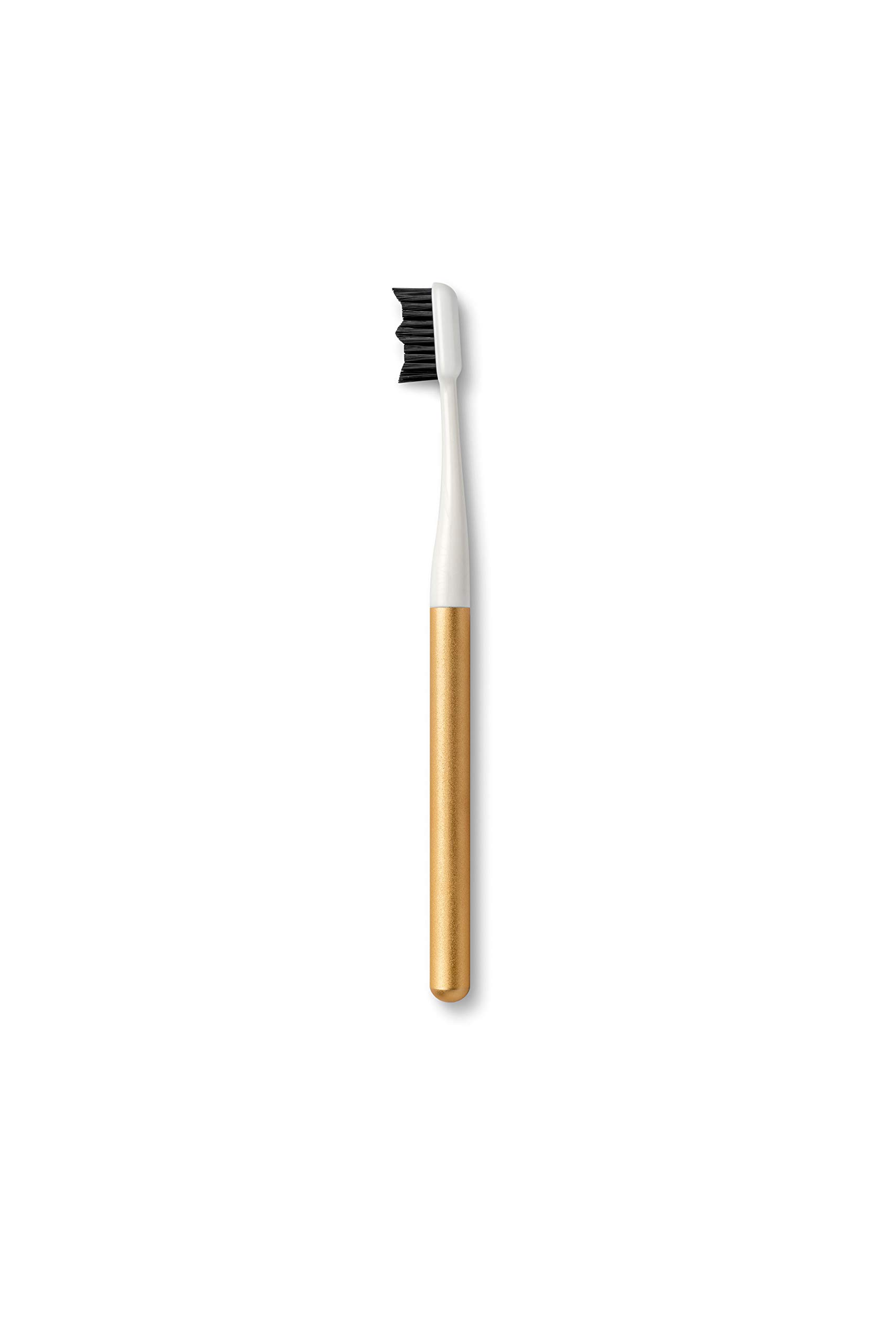 Sustainable Premium Toothbrush with Biodegradable Replacement Heads and Binchotan Charcoal Bristles (Gold)