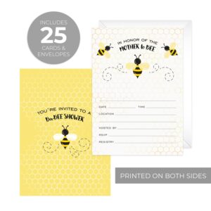 Sweet As Can Bee Baby Shower Invites / 25 Double Sided Cards With White Envelopes / 5" x 7" Honeybee Invitations/Fill In Gender Neutral Cards