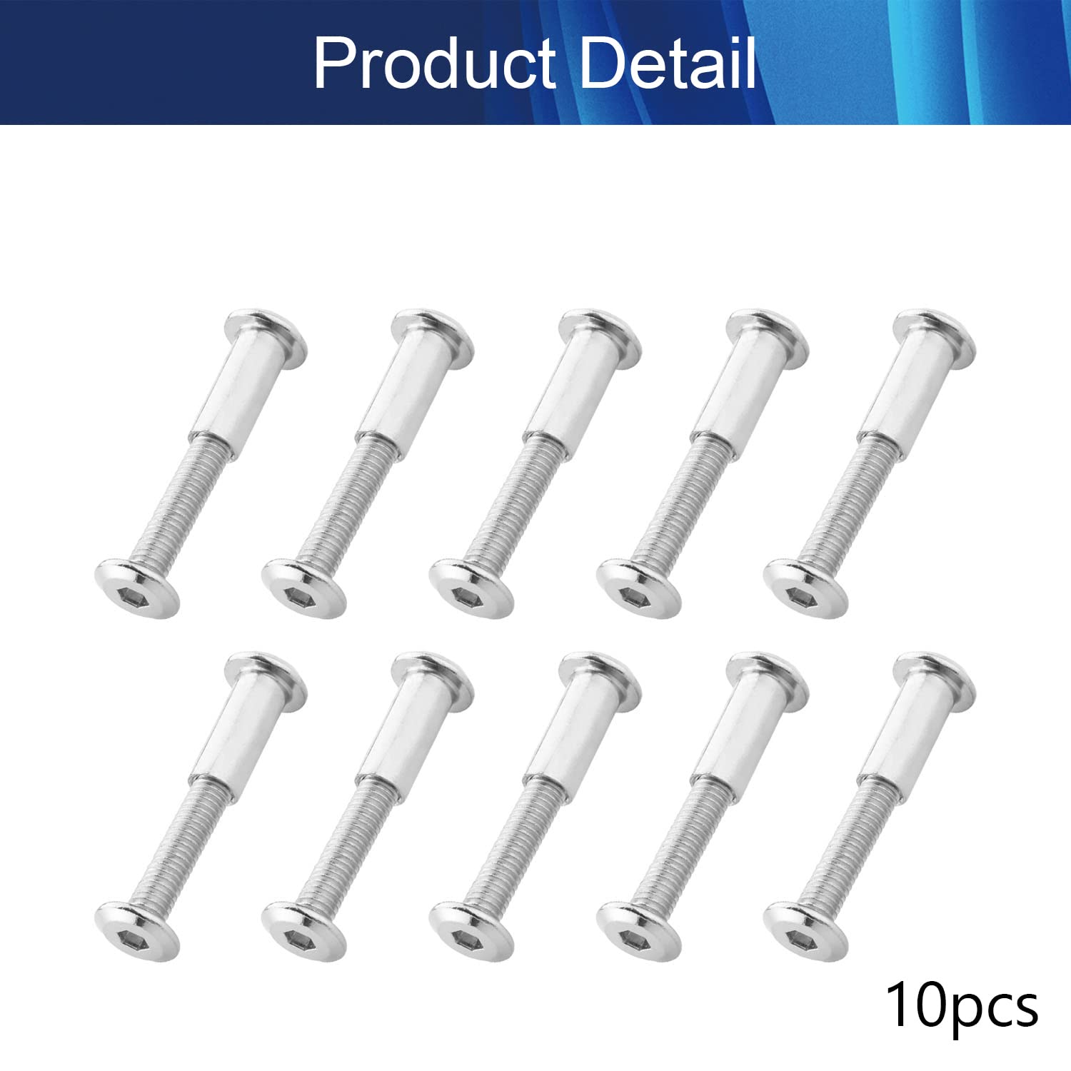 Yinpecly 10Pcs Screw Post Fit for 5/16"(8mm) Hole Dia, Male M6x30mm Belt Buckle Binding Bolts for Scrapbook Photo Albums Binding and Leather Saddles Purses Belt Repair, Carbon Steel Silver