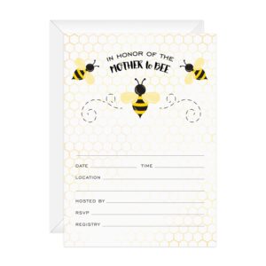 sweet as can bee baby shower invites / 25 double sided cards with white envelopes / 5" x 7" honeybee invitations/fill in gender neutral cards