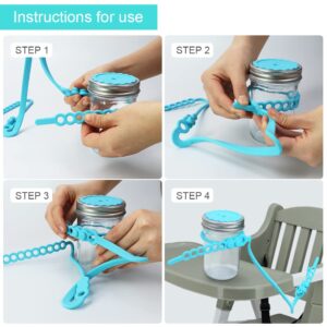 Morlike Living Silicone Baby Sippy Cup Holder, Kids Bottle Strap Tether Leash, Toddler Extra Long Toy Pacifier Safety Clips Harness Straps for Stroller, Hanging Baskets, Cribs (Blue and Green, 2 Pack)