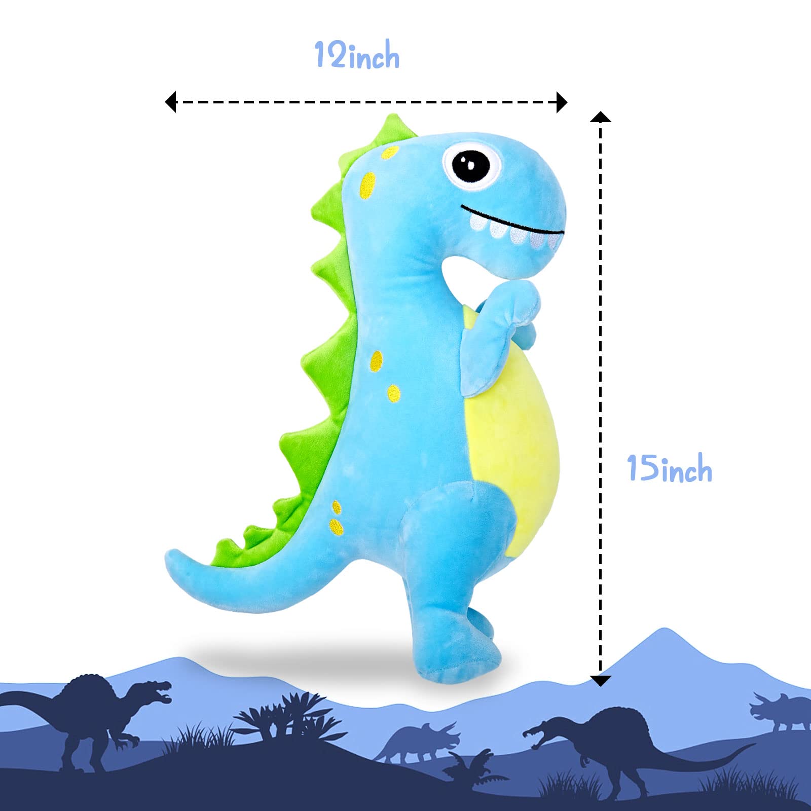 Gaudiutitia Car Pillow for Kids Stuffed Dinosaur Plush Vehicle Shoulder Pads Seat Belt Pillow Seatbelt Pillow for Boys and Girls Headrest Animal Travel Pillow Automobile Interior Accessories