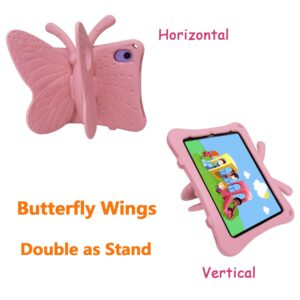 Tading Case for iPad Mini 7 A17 Pro Mini 6 8.3 Inch iPad Mini Case for Kids, Cute Butterfly Shockproof EVA Foam Stand Cover for iPad Mini (6th 7th Generation) 8.3" Tablet for Girls - Pink