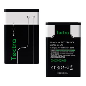 tectra 2-pack 1580mah bl-5c rechargeable battery suitable for nokia household portable radio with overcharge protection