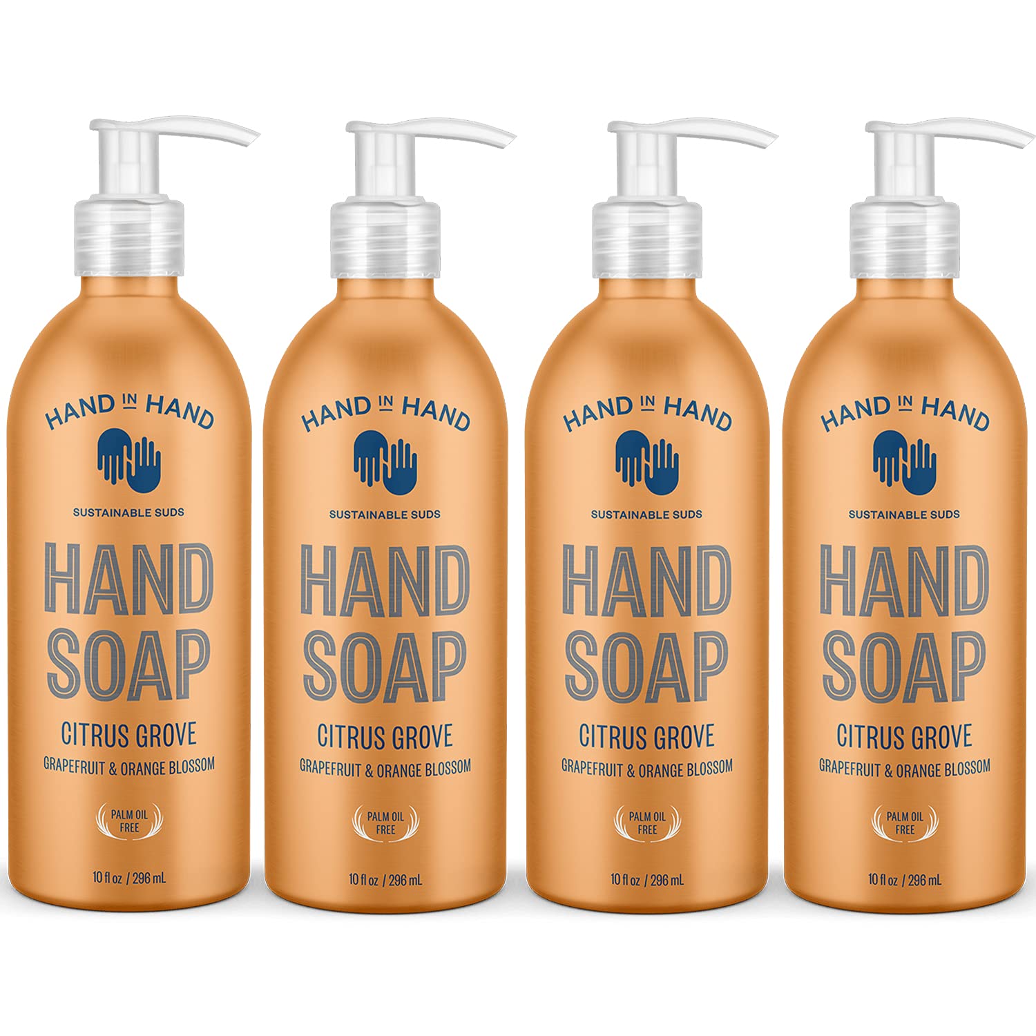 Hand in Hand Nourishing Liquid Hand Soap, 10 Fl Oz, Lavender Buds & Ylang Ylang, Lavender Scent, 4 Pack