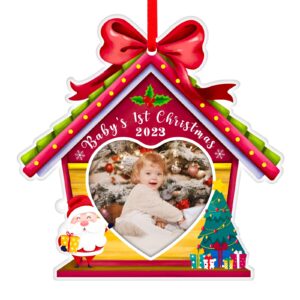 whatsign picture frame babys first christmas ornament 2023 personalized photo frame baby's first christmas ornament cute babies 1st christmas tree ornaments for new parents baby boy girl new born