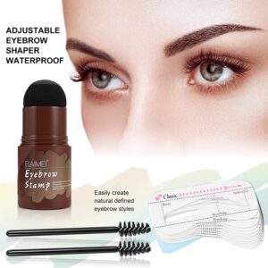 Moulis One Step Eyebrow Stamp & Professional Stencil Kit, with 10 Reusable Stencils, Pen Brush, Trimmer, Long Lasting Waterproof, Hairline Shadow Powder Stick (Dark Brown)