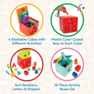 Battat – Sorting & Stacking Boxes – Nesting Toddler Play Cubes – Color-Coded Dexterity Keys – Numbers, Letters & Shapes – 2 Years + – Lock & Learn Activity Cubes