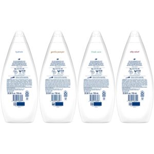 Dove Body Wash Value-Size Variety 6-Pack – Hydrate, Gentle Pamper, Fresh Care, and Silky Velvet, Family Size, 25.36 Oz Ea