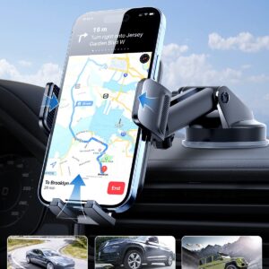 【Big Phones & Thick Case Friendly】 Universal Dashboard Phone Holder for Car, Cell Phone Holder for Car with Air Vent Clip Hands Free Clamp Cradle fit for All Smartphone iPhone Series