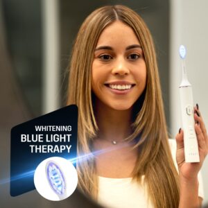 SPARX Electric Toothbrush for Teeth Whitening, Gum Care, & Polishing, Light Therapy Technology for Whiter Teeth & Healthy Gums, Rechargeable [White]