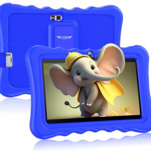 FLYINGTECH Kids Tablet 7 inch Android Tablet for Kids WiFi Dual Camera, Toddler Tablet With 2GB RAM + 32GB ROM Memory, 1024*600 Screen Parental Control Google Playstore with Blue Protective Case 2023