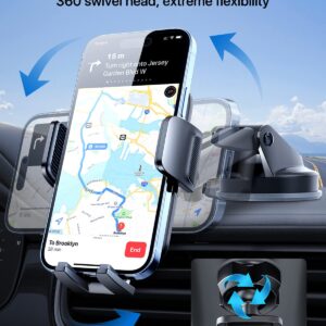 【Big Phones & Thick Case Friendly】 Universal Dashboard Phone Holder for Car, Cell Phone Holder for Car with Air Vent Clip Hands Free Clamp Cradle fit for All Smartphone iPhone Series