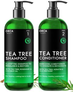 tea tree oil shampoo and conditioner set for oily hair, dry scalp & dandruff - 2x16oz for men & women