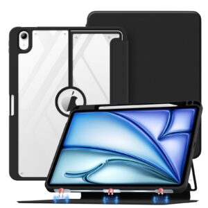 moko case for ipad air 5th generation 2022/ ipad air 4th generation 2020 with pencil holder, ipad air 10.9 inch case with clear back, magnetic multi angle stand cover for ipad air 5/4,light blue