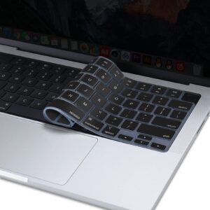 MOSISO Keyboard Cover Skin Compatible with MacBook Air 15 M3 A3114 M2 A2941/Air 13.6 M3 A3113 M2 A2681/Pro 14/16 inch M4 M3 M2 M1, Black