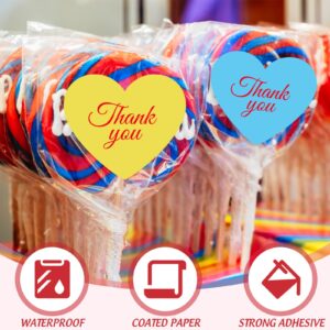 500 Pcs Valentine's Day Heart Shaped Thank You Envelope Seal Stickers Colorful Candy Thank You Label Stickers Roll Self Adhesive Valentine Label Stickers for Greeting Cards Wedding Anniversary Party