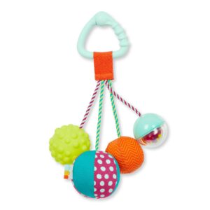 b. toys- b. baby- sensory baby rattle – baby toy – 4 balls & clip – colors, textures & sounds – sounds so squeezy- 3 months +