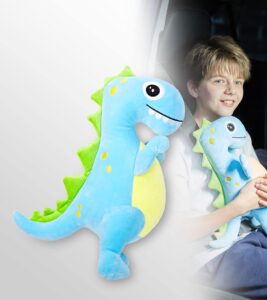 gaudiutitia car pillow for kids stuffed dinosaur plush vehicle shoulder pads seat belt pillow seatbelt pillow for boys and girls headrest animal travel pillow automobile interior accessories