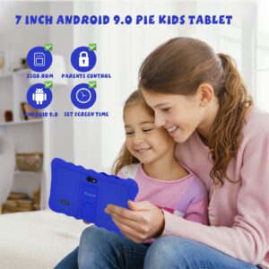 FLYINGTECH Kids Tablet 7 inch Android Tablet for Kids WiFi Dual Camera, Toddler Tablet With 2GB RAM + 32GB ROM Memory, 1024*600 Screen Parental Control Google Playstore with Blue Protective Case 2023