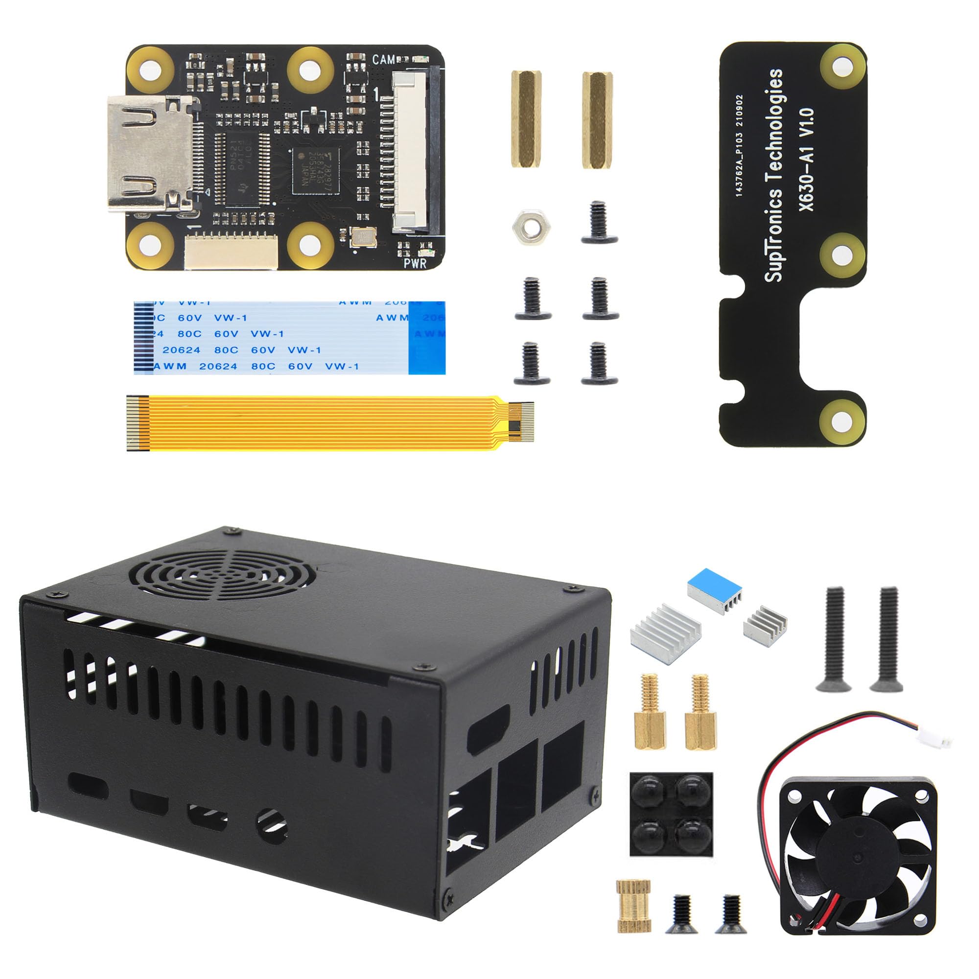 Geekworm X630 V1.5 Hdmi to CSI-2 Module+X630-C1 Metal Case for Raspberry Pi 4, Hdmi Input Bridge TC358743 Supports up to 1080p/25Fps