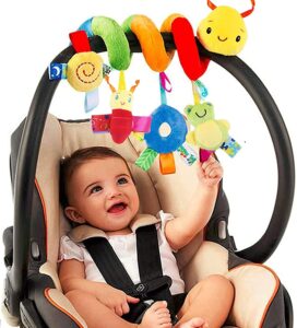 fpvera infant car seat toys for babies 0-6 months: travel baby toy for rear car seat, adjustable mobile activity arch with music, sensory hanging toy fits safety car seats, crib, stroller (colorful)