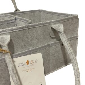 Maa and Bebe Diaper Caddy Organizer – portable storage basket – diaper holder made with handles – easy to carry (Grey)